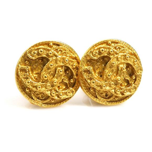 CHANEL | Jewelry | Chanel Earrings Here Mark Metal Gold Ladies | Poshmark